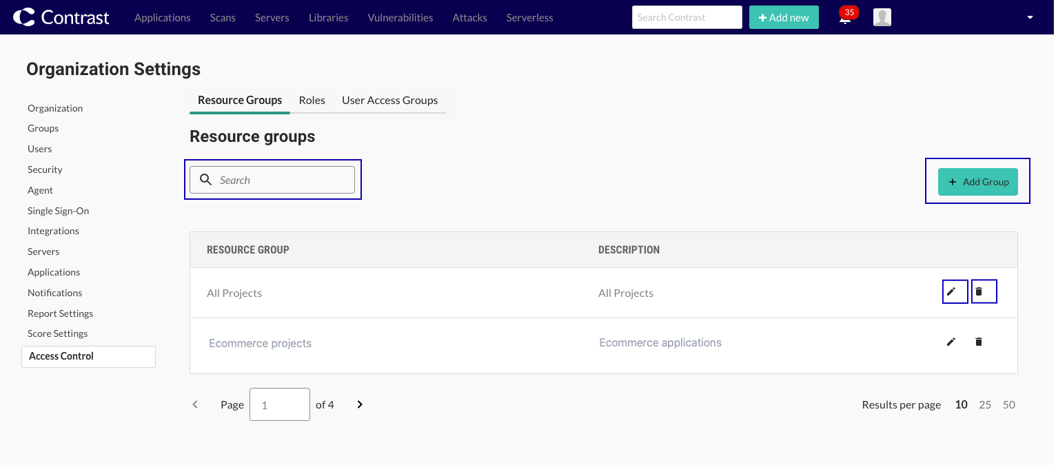 Contrast Scanのリソースグループ